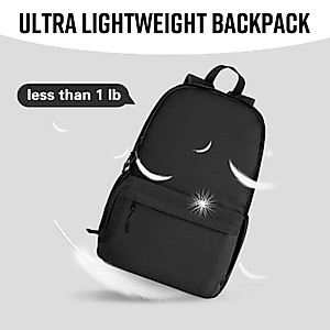 HEEYA Classic Basic Backpack Lightweight Bookbag for College Middle School Travel Work for Girls Boys - Black