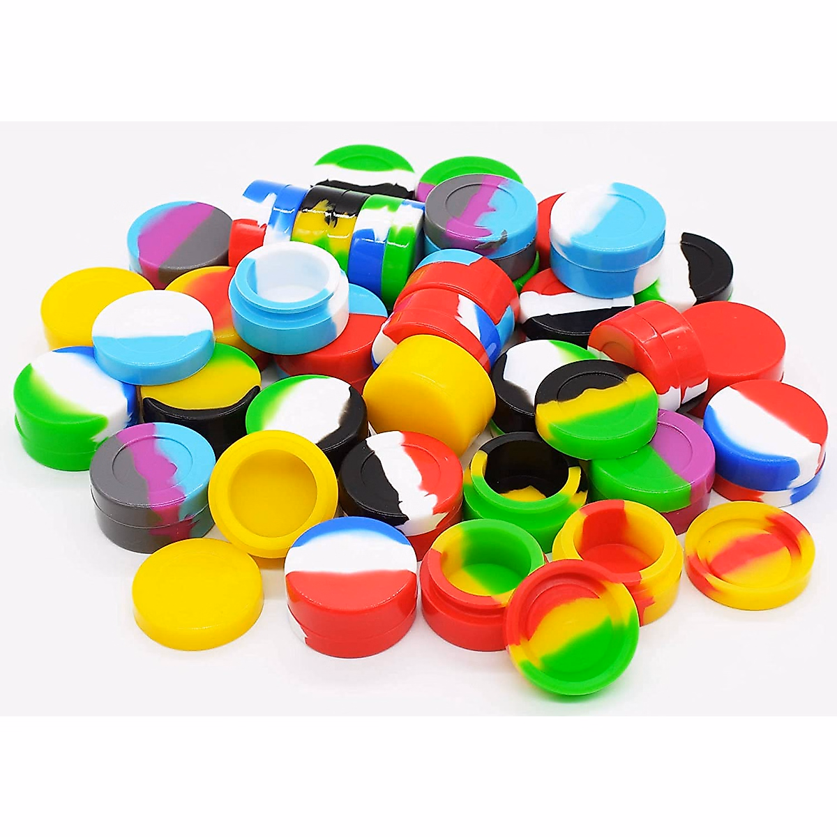 vitakiwi 5ml 7ml Wax Round Silicone Concentrate Containers Multi Use Oil Jars with Carving Tool (20)