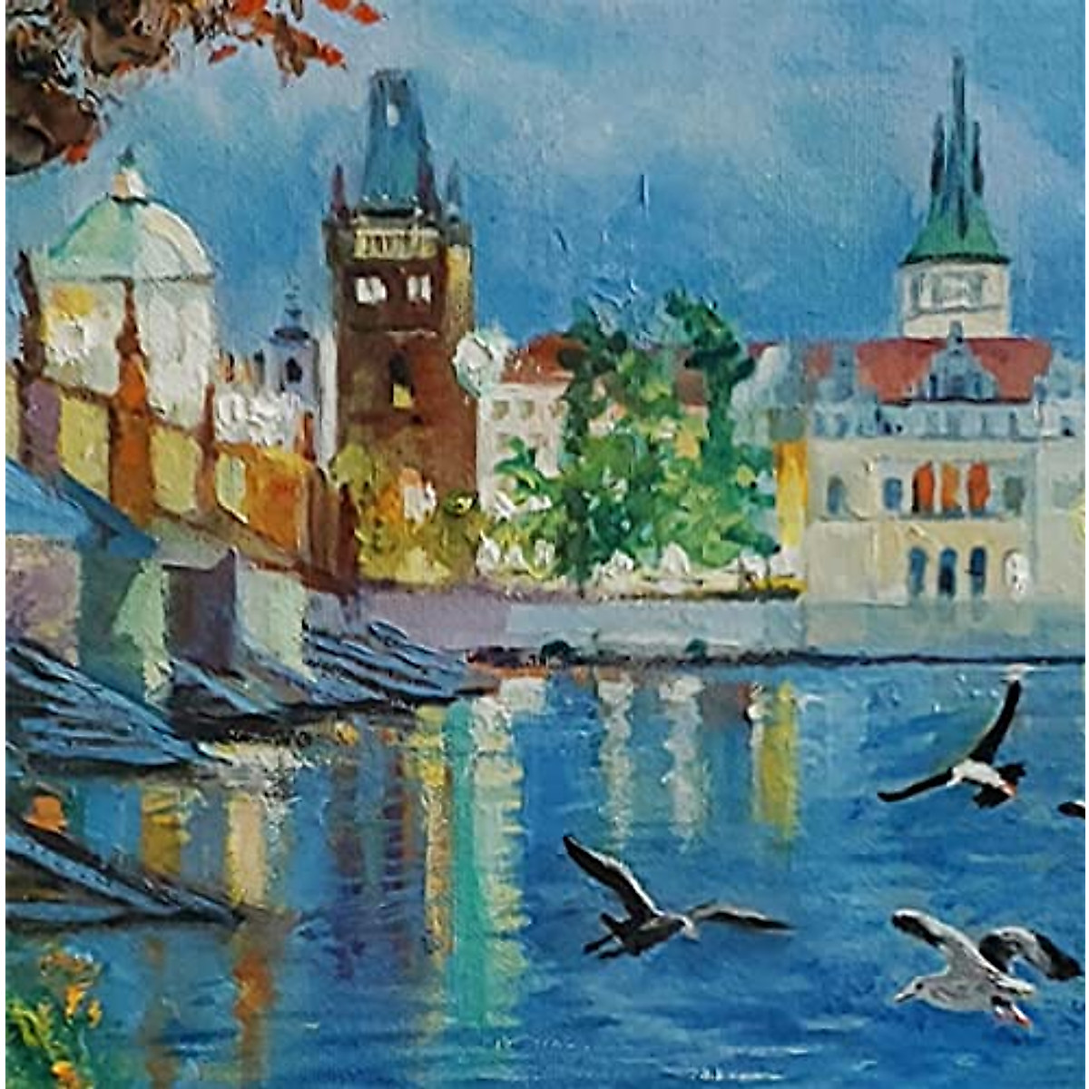 SOLD The River In Prague, Charles Bridge by Internationally Renowned Painter Yary Dluhos