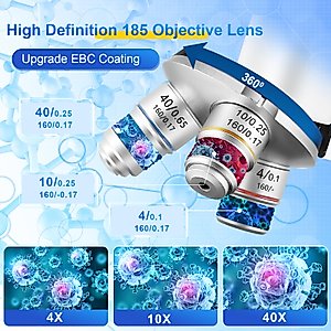 Poothoh Microscope for Adults Kids 40-2000X Magnification Compound Microscope with Microscope Slides Fill Light,Suitable for Children Students Home School Laboratory Microscope kit