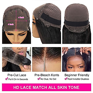 Foreverlove 12 Inch Bob Wig Human Hair Ready to Wear Glueless 4x4 Lace Closure Wigs Human Hair Pre Cut 180% Density Unprocessed Brazilian Virgin Human Hair