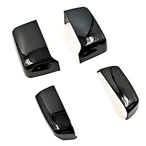 Custom Painted Black 8555 Mirror Cover Caps Skull OE Repalcement 14 15 16 17 18 19 For GM Chevy Silverado GMC Sierra Towing Mirrors Door Rear View Upgrade Pickup Truck Tow Telescoping (Glossy Black)