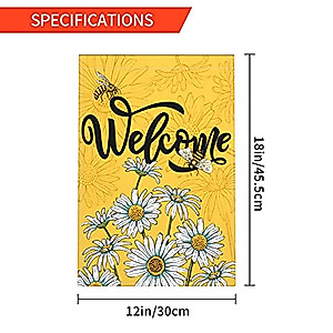 Daisy Yellow Welcome Garden Flag Bee Farmhouse Yard Outdoor Decorative Burlap 12 X 18 Inch Small Vertical Double Sided Seasonal Holiday Decor
