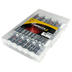 Impecca Super Alkaline Batteries AA-20 AAA-8 C-5 D-5 9Volt-2 Maximum Power 10-Year Shelf Life Long Lasting Batteries Combo Pack with Battery Storage Box Organizer, 39 Batteries Variety Pack