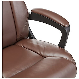 Amazon Basics Classic Puresoft PU Padded Mid-Back Office Computer Desk Chair with Armrest - Brown, 25.75"D x 24.25"W x 42.25"H