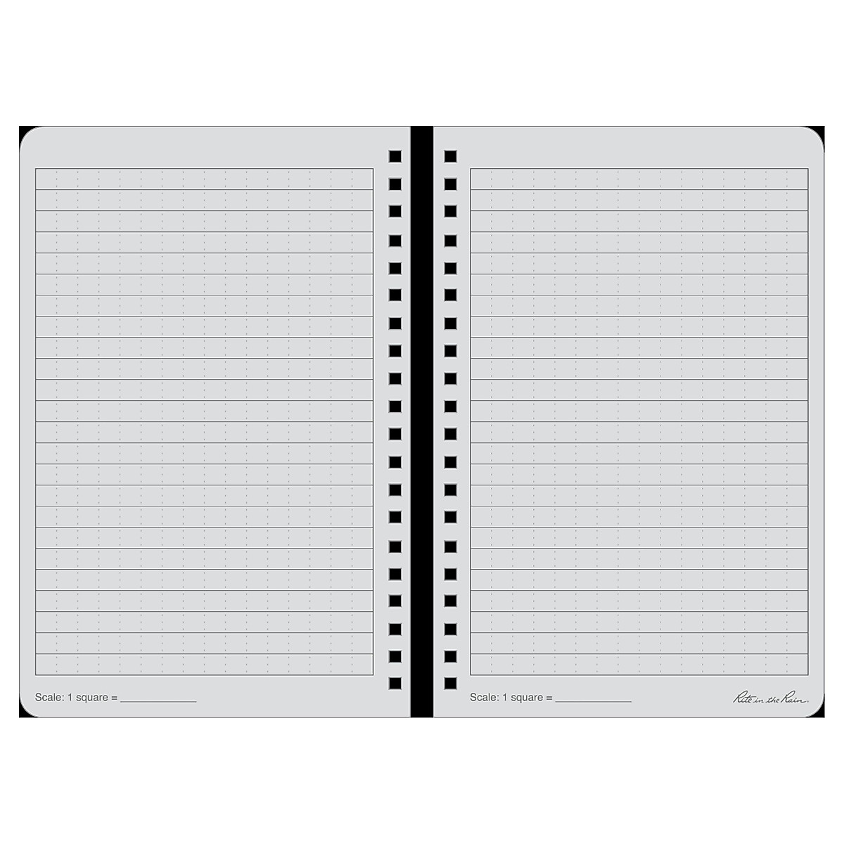 Rite In The Rain All-Weather Side-Spiral Notebook, 4 5/8" x 7", Black Cover, Universal Pattern (No. 773)