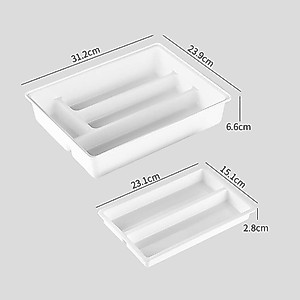 Storage rack plastic cutlery tray for separating kitchen drawers, 31.2×23.9×6.6cm