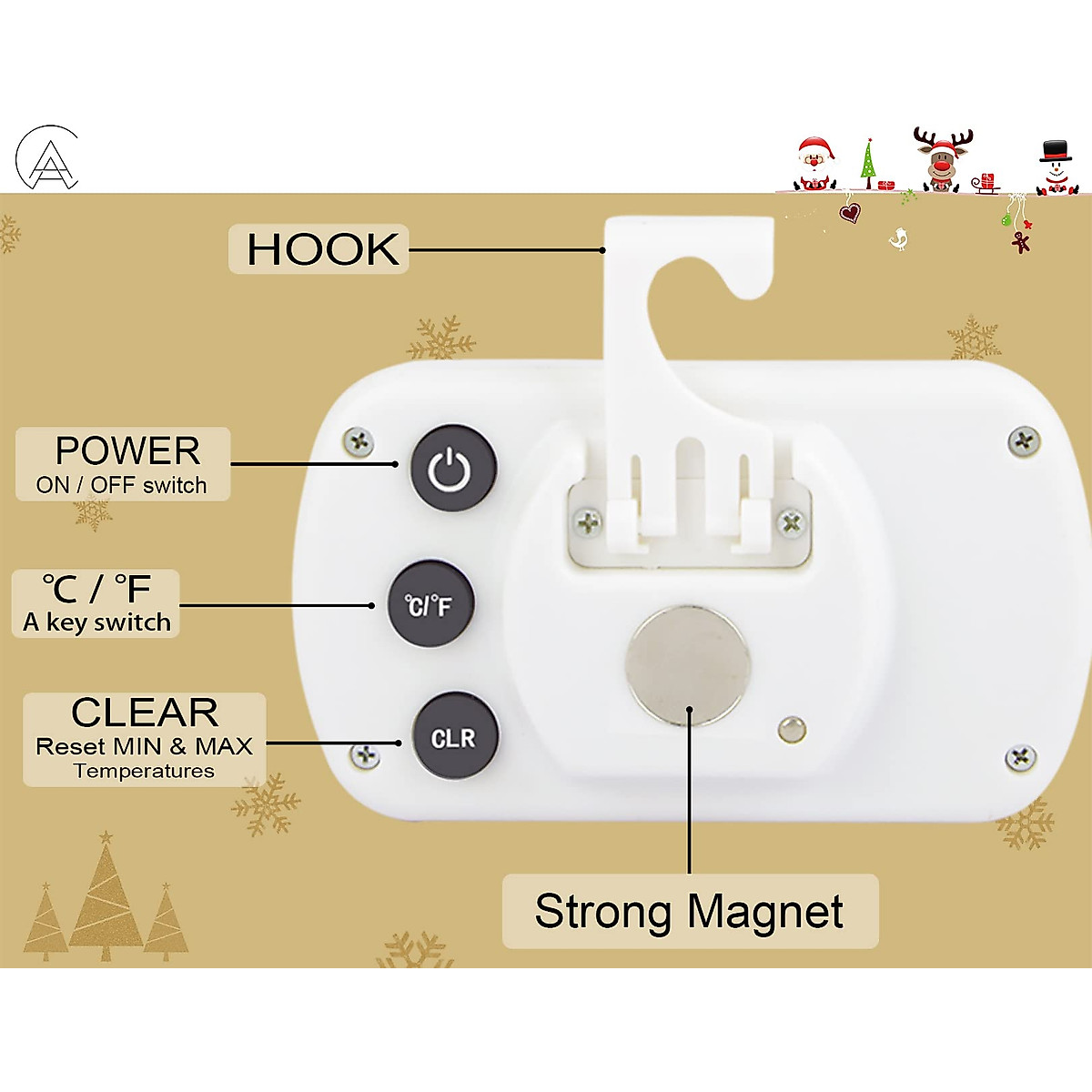 AEVETE 10 Pack Waterproof Digital Refrigerator Thermometer Large LCD, Freezer Room Thermometer with Magnetic Back, No Frills Easy to Read