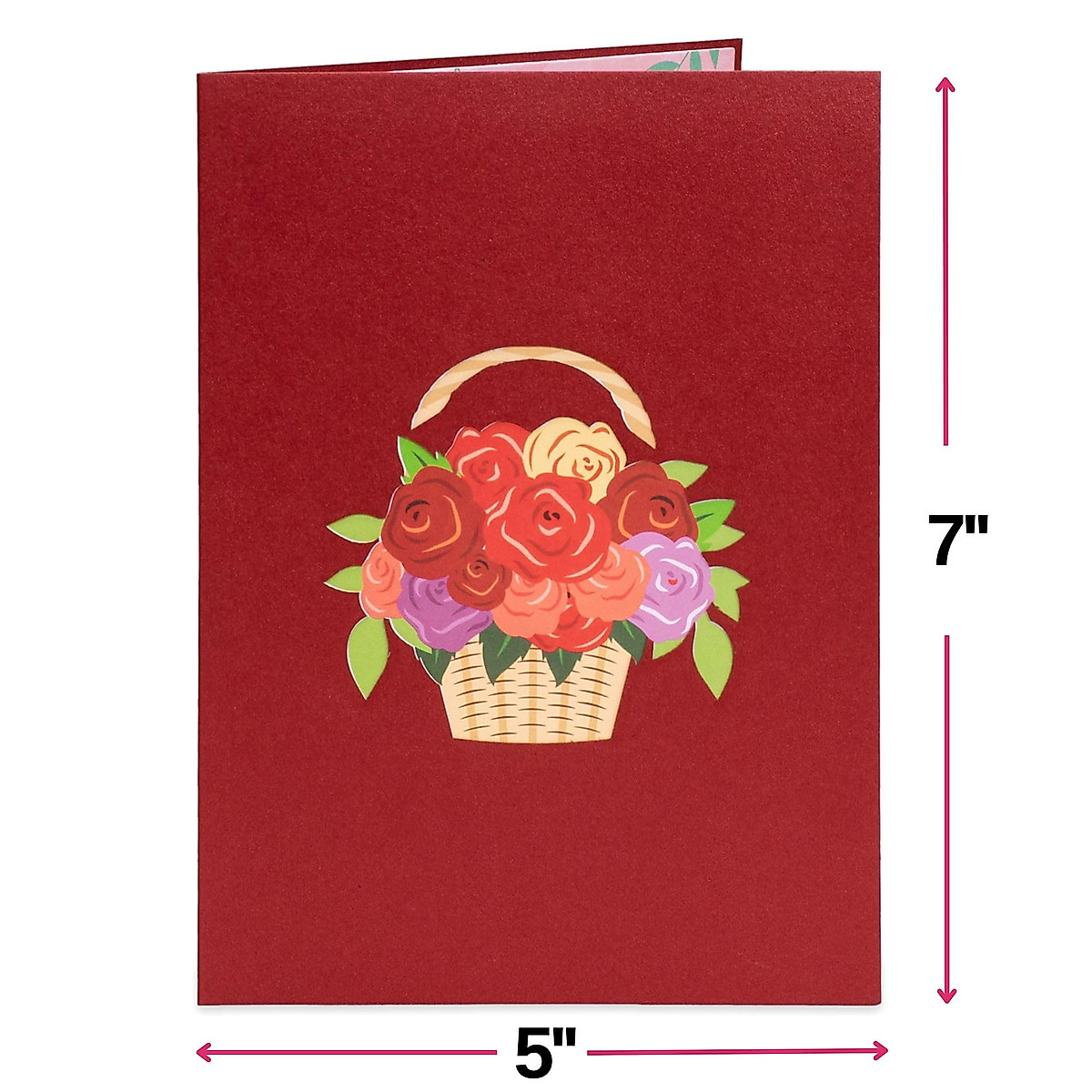 Paper Love Valentines Day Pop Up Card, 3D Love Basket - 5" x 7" Cover - Includes Envelope and Note Card