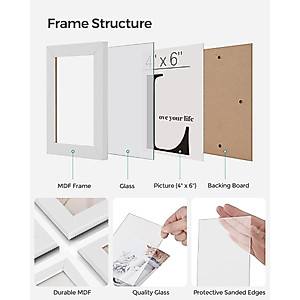 SONGMICS 4x6 Collage Picture Frames, 12-Pack Picture Frames Collage for Wall Decor, White Photo Collage Frame, Multi Picture Frame Set with Glass Front, Assembly Required