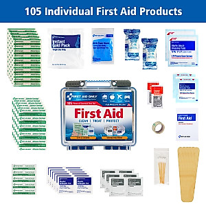 First Aid Only On-The-Go Emergency First Aid Kit for Home, Work, and Travel, 105 Pieces