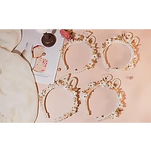 PartyforU 30th Birthday Headband - Handmade 30th Birthday Hairdband with Flowers for Women Fabulous Party Happy Birthday Gift Photo Shoot