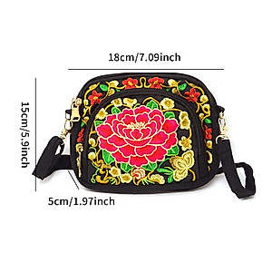 Honbay 1PCS Yunnan Ethnic Style Handmade Embroidered Crossbody Bag Mini Canvas Shoulder Bag