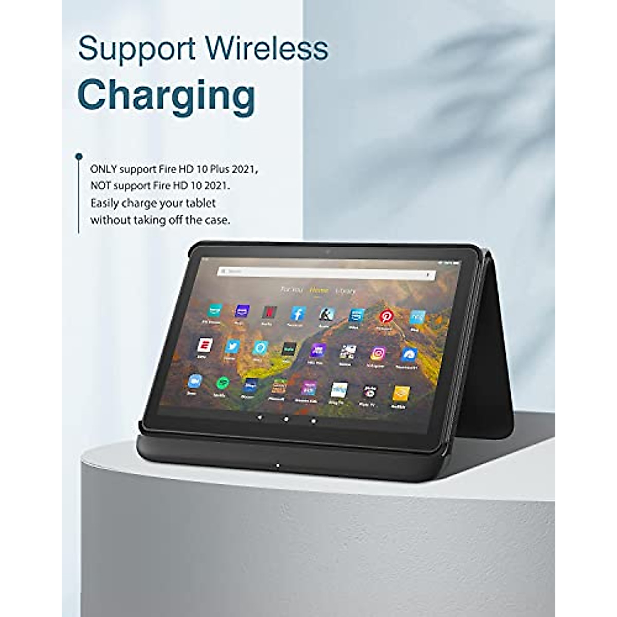 MoKo Keyboard Case Fits All-New Kindle Fire HD 10 & 10 Plus Tablet (11th Generation, 2021 Release) 10.1",PU Tablet Cover Shell Case with Removable Wireless Bluetooth Keyboard, Marble Pink