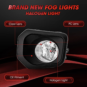 WEZEMLIGHT Fog Lights Lamps Replacement for 2016-2020 Toyota Tacoma(Fits SR, SR5 Model Only) with H16 12V 19W Halogen Bulbs With Black Bezel (Clear Lens) L+R