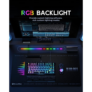 GravaStar Mercury K1 Lite 75% Mechanical Keyboard, Gasket Hot Swappable Gaming Keyboard, Pre-lubed Linear Switches, RGB Backlit Wireless Keyboard - Transparent Black