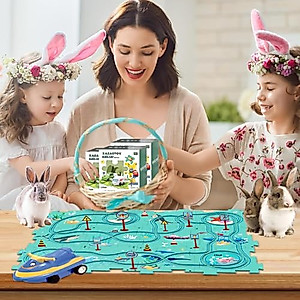 Floor Puzzles for Kids, Puzzle Track Car Play Set, Educational Montessori Toys for 3 4 5 6 Year Old Boys, 3 4 5 6 Year Old Boy Birthday Gift(Ocean)
