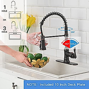 Evolvegoods Touch Kitchen Faucet with Pull Down Sprayer 3 Modes Oil Rubbed Bronze Spring Commercial Single Handle One Hole High Arc Goose Neck Touch Activated Faucet for Kitchen Sink Solid Brass