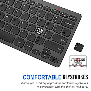 Arteck 2.4G Wireless Keyboard Ultra Slim and Compact Keyboard with Media Hotkeys for Computer Desktop PC Laptop Surface Smart TV and Windows 11/10/8/7, Black