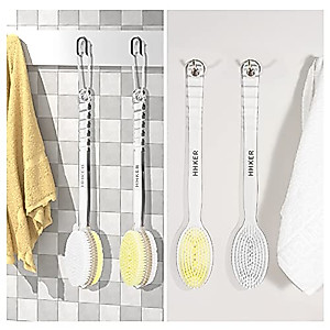 HHKER Shower Brush with Long Handle, Soft Nylon Body Brush, Back Scrubber for Shower, Gentle Exfoliation and Improved Skin Health, Suitable for Men and Women (Transparent Handle)
