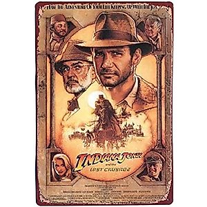 Metal Tin Sign,Indiana Jones and the Last Crusade Movie Poster,Vintage Retro Metal Tin Sign Wall Decor,7.8 X 11.8 inch