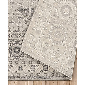 SUPERIOR Ornate Giovanna Runner Rug, 2' 7" x 8', Light Grey
