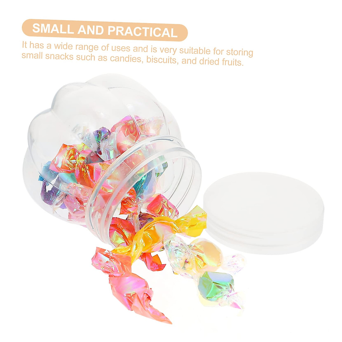 DOITOOL 12pcs Pet Pumpkin Jar Airtight Glass Jars Navideños Clear Container Halloween Bakery Boxes Loose Tea Canister Christmas Candy Jar Candy Container Packing Jar Candy Jars