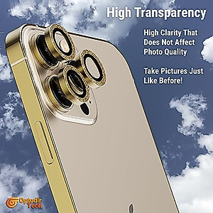 Optodir Tech iPhone 13 Pro Max Camera Lens Protector - Glitter - Gold Color