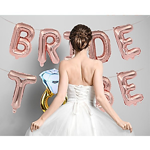 16 Inch Bride To Be Aluminum Foil Balloons Rose Gold Reusable Mylar Balloons Bachelorette Party Supplies Balloon Banner Engagement Celebration Bridal Shower Wedding Anniversary Decorations Kit