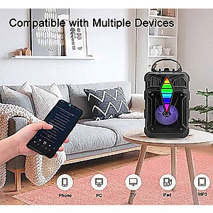 CZRXLLGD Bluetooth Speaker, IPX5 Waterproof Speaker with HD Sound, RGB Multi-Colors Rhythm Lights, Up to 8H Playtime, TWS Pairing, Portable Wireless Speakers for Home, Party