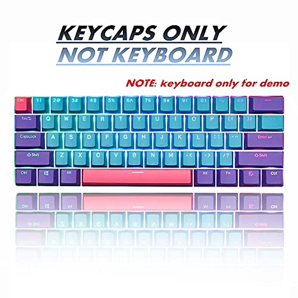 GTSP 61 Keycaps 60 Percent, Ducky One 2 Mini Keycaps for Mechanical Keyboard OEM Profile RGB PBT Keycap Set with Key Puller for Cherry MX Switches GK61/SK 61/Joker (Only keycaps) Blue