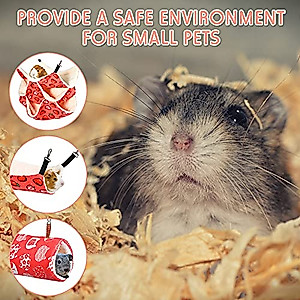 3 Pieces Small Pet Hammock Tunnel Ferret Hammock Hamster Nest Bed Glider Guinea Pig Ferret Hammock Set for Small Pets (Strawberry)