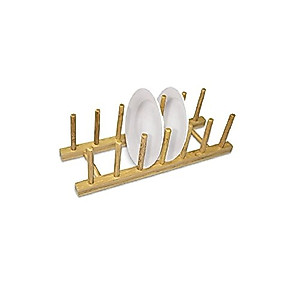 OSTBIT Plate Rack-holder Kitchen Cabinet and Pantry Organizer Rack, 6 Compartments,Pot Lid Holder or bookshelf 11 -inches bamboo