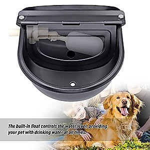 KHEARPSL Automatic Dog Water Bowl with Float Valve, Stainless Steel Water Trough, Automatic Waterer for Livestock Dog Horse Cattle Chicken Pig Goat (Black)