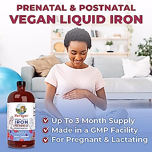MaryRuth Organics | Liquid Iron Supplement Prenatal & Postnatal for Pregnant & Lactating | Iron Deficiency | Immune Support | Sugar/Gluten Free | Vegan | Non-GMO | 15.22 Fl Oz