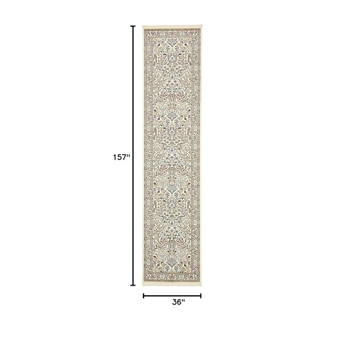 Unique Loom Narenj Collection Area Rug - Bristol (3' x 13' 1" Runner, Ivory/ Beige)