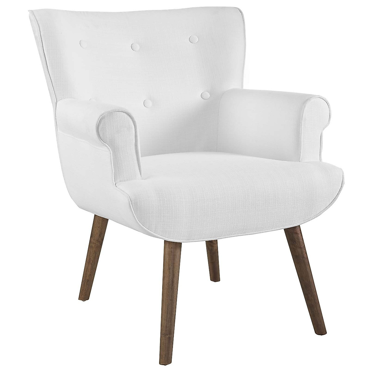 Modway Cloud Mid-Century Modern Upholstered Fabric Accent Arm Chair in White