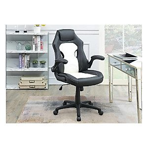 Aienid Fabric Black White Office Chair Upholstered 1Pc Comfort Chair Relax Gaming Office Chair Work