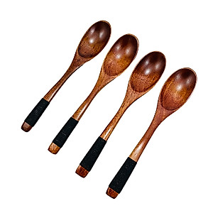 JapanBargain 2685x4, Set of 4 Wooden Dinner Spoons Yogurt Spoons Snack Spoons Ice Cream Spoons Children Spoons, 7-3/4 inch