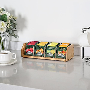 TIOPGHAD 𝑺𝒎𝒂𝒍𝒍 𝑩𝒂𝒎𝒃𝒐 Tea Bag holder, Wood countertop tea organizer basket Storage Box tea packets organizer tea packets Caddy Rack Tea Bags Containers for Drawers Kitchen Cabinet Office