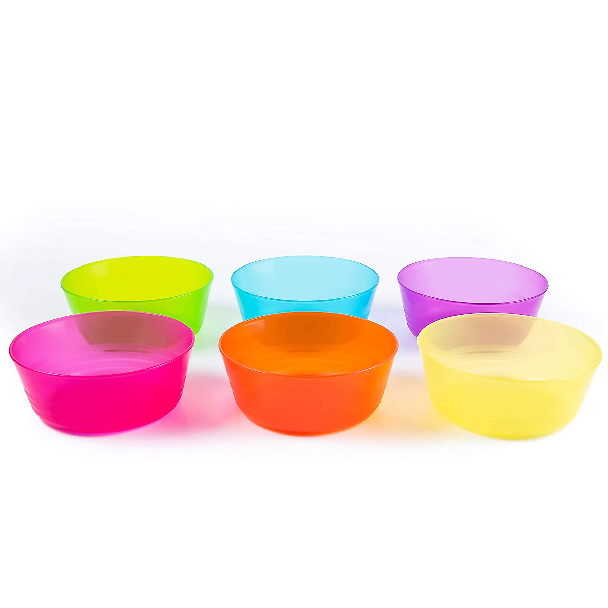 Cuddly Hippo Kids Plastic Dinnerware Set of 6 Multi Color Bowls - Reusable, BPA-Free, Dishwasher Safe and Microwaveable