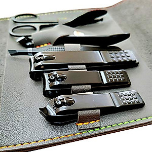 Manicure Set Nail Clippers Pedicure Kit，16 Pieces Stainless Steel Manicure Kit with PU Leather Case (Grey)