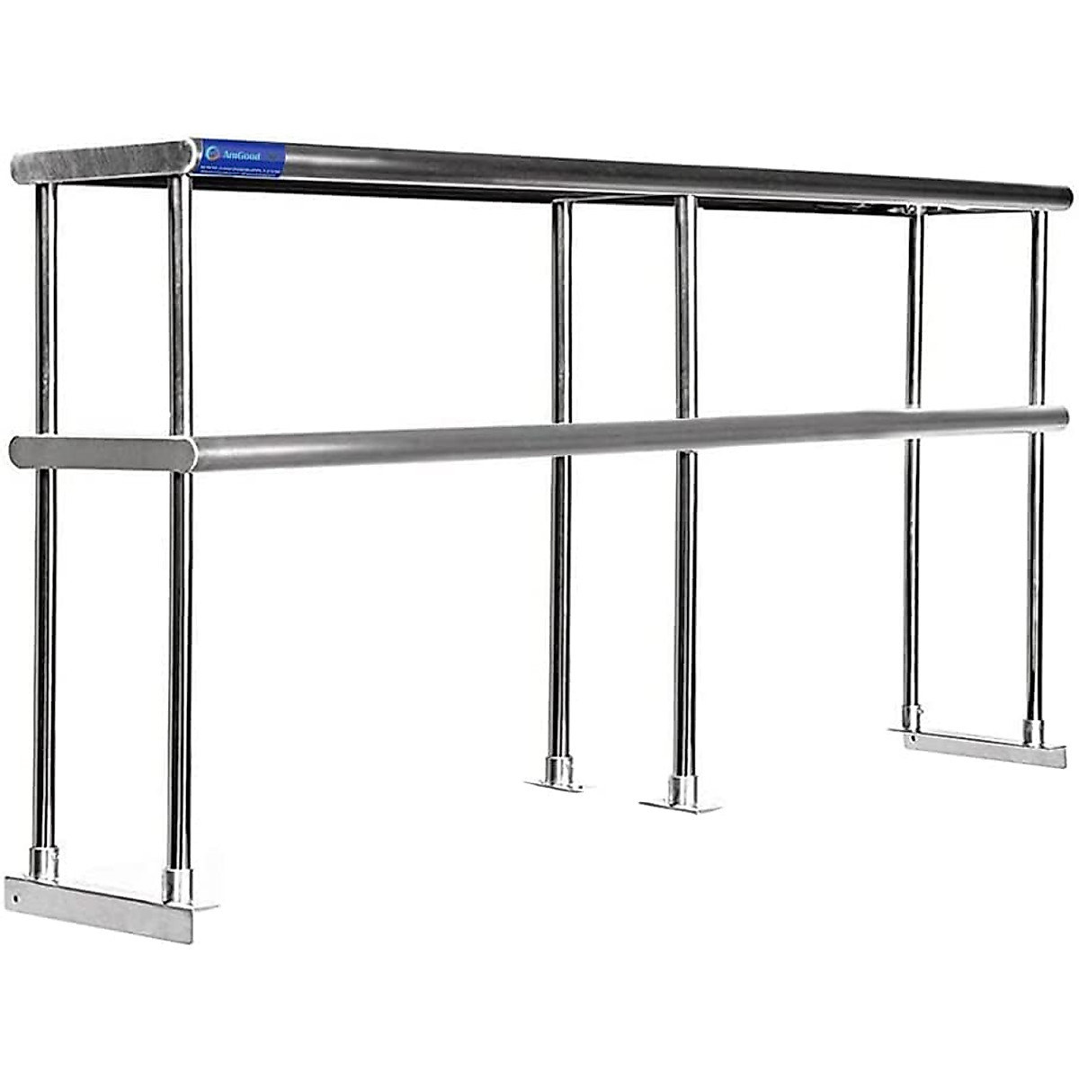 Express KitchQuip NSF Certified 18 Gauge Heavy Duty Stainless Steel Double Overshelf with Brackets 12"x96"