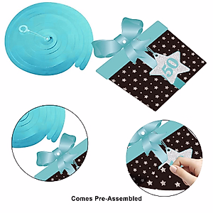 Happy 50th Birthday Party Hanging Swirls Streams Ceiling Decorations, Celebration 50th Foil Hanging Swirls with Cutouts for 50 Years Teal Silver Black Blue Birthday Party Decorations Supplies