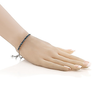 Gem Stone King 925 Sterling Silver London Blue Topaz Tennis Bracelet For Women (1.50 Cttw, Gemstone Birthstone, Fully Adjustable Up to 9 Inch)
