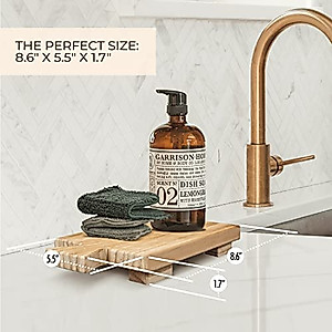 KIBAGA Decorative Wood Riser For Modern Bathroom and Kitchen Decor - Beautiful Pedestal Stand Displays Your Decorations - Cute Farmhouse Soap Dispenser Tray and Sponge Holder for Your Counter/ Sink