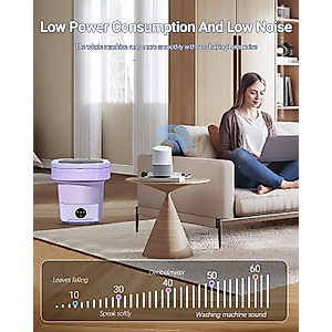 Portable Washing Machine, 11L Upgraded Large Capacity Mini Washer, Small Washing Machine for Apartments, Travel Laundry, Camping, RV, Dorm (Purple)