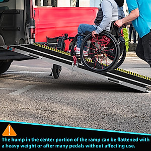 WHALEMOTOR Portable Wheelchair Ramp 8FT, Anti-Slip Aluminum Folding Portable Ramp, Wheelchair Ramps for Home, Weight Capacity Up to 600 LBS, with Transition Plates Above and Below