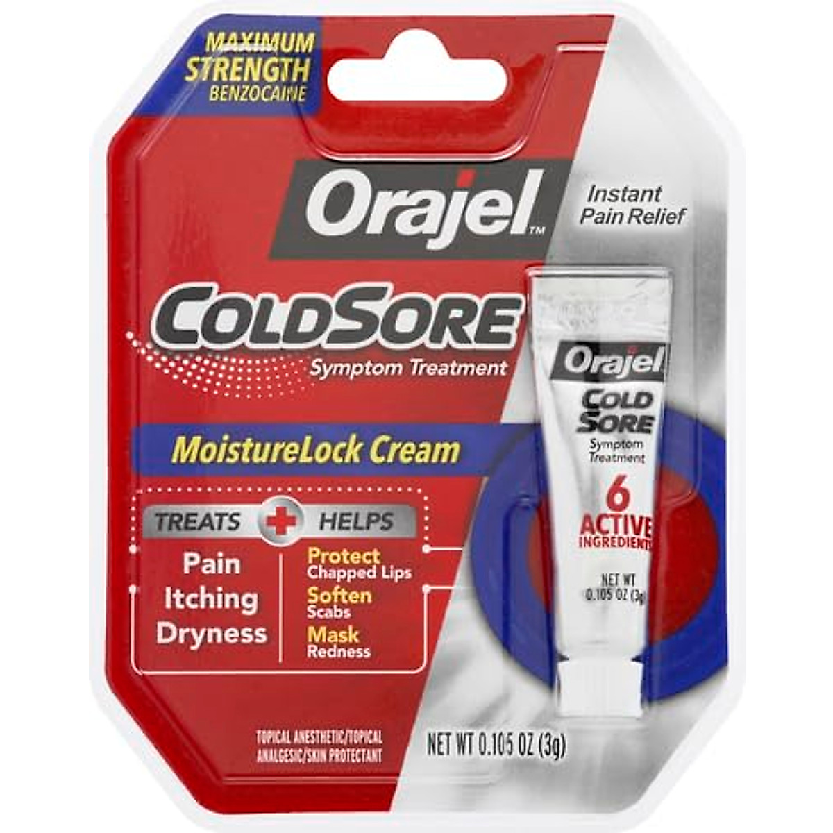 Orajel Moisturelock Cold Sore Symptom Treatment, Cream 0.105 oz (Packaging May Vary)