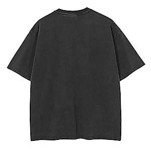 Aelfric Eden Mens Oversized Shirts Washed Loose Tee Solid Crewneck Summer Casual Tops